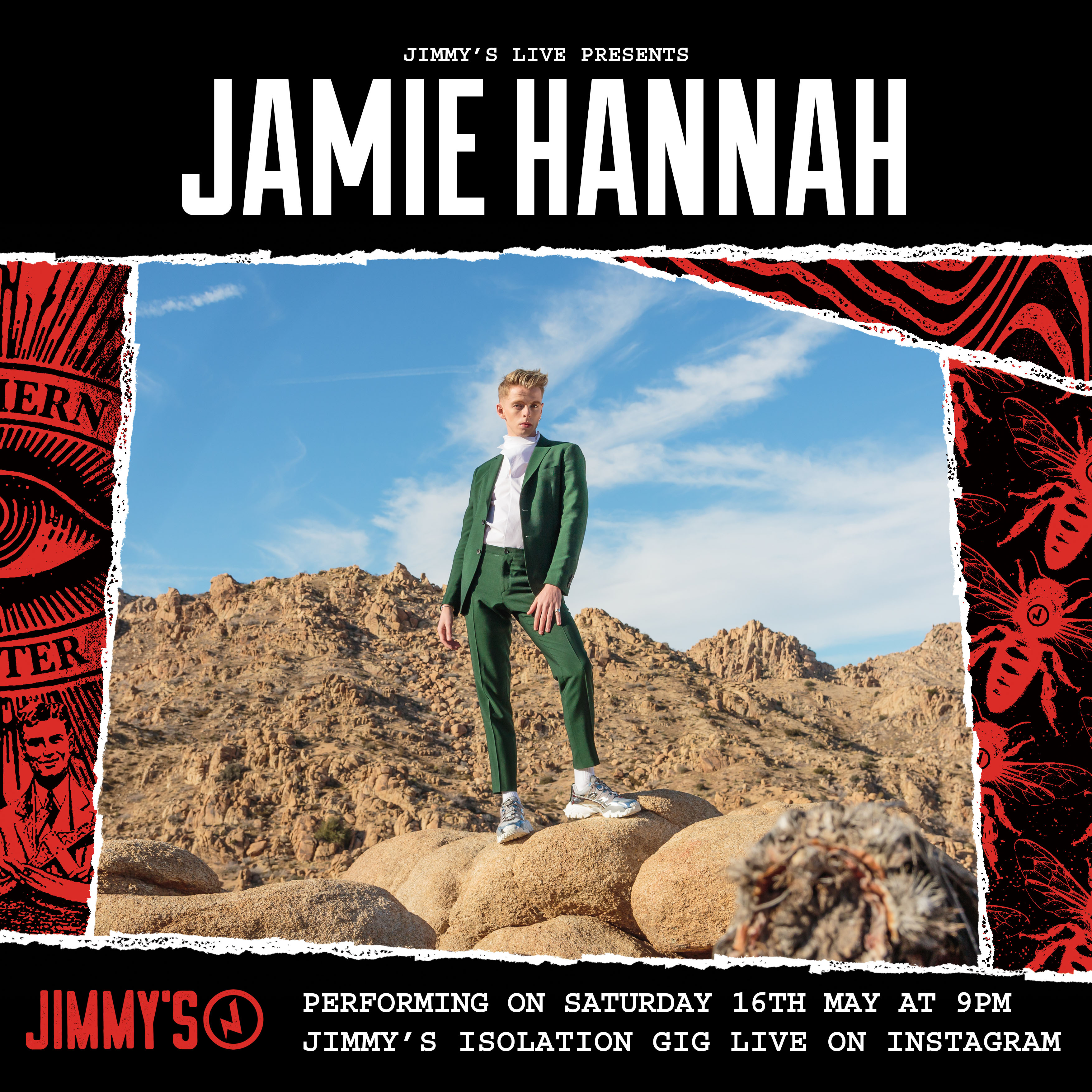 Jamie Hannah – Live via Jimmy’s Instagram – 9pm - Jimmy’s
